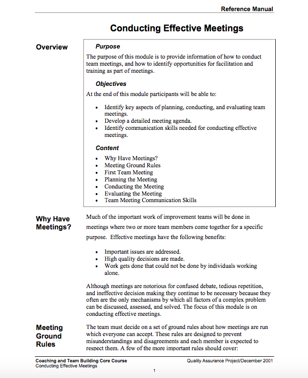 Conducting Effective Meetings | Quality of Care Network Conducting Effective Meetings | Quality of Care Network